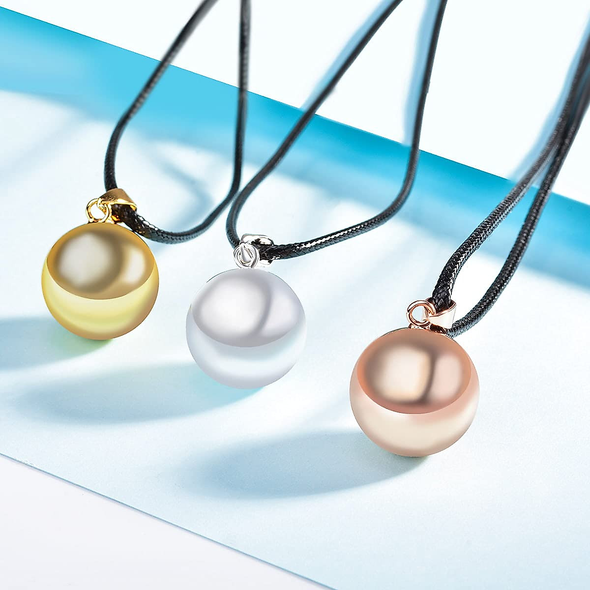 EUDORA Harmony Ball Necklace Chime Pendant Silver White Pregnancy Musical Bola Necklace, 45"+30"