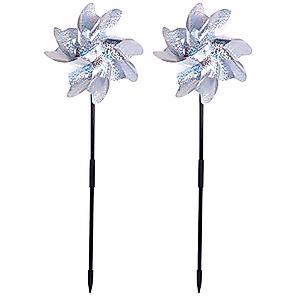 YARNOW Garden Wind Spinners Plastic Pinwheels Bird Repeller Pinwheels Wind Sculptures Yard Stake Stick Art Ornament Bird Repellent Device Stake Decorations for Lawns Yard Patio 2Pcs