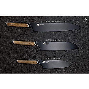 Everdure German Steel Professional Santoku Knife, 8.74 Inch Chef Knife with Titanium Coated Blade and Pakka Wood Handle, Perfect Kitchen Knife for Thinly Slicing Meat and Seafood