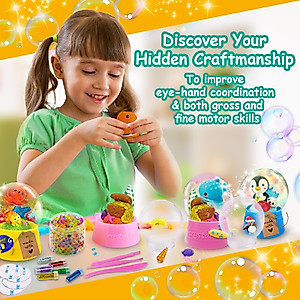 GraceDuck Kids Crafts DIY Snow Globe Kit - Arts and Crafts for Kids Ages 4-8 - Crafts for Kids Ages 8-12 Activities for Girls & Boys Ages 6 7 8 9 10 11 12 - STEM Toys Christmas Birthday Gifts
