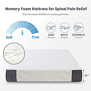 10 Inch Hybrid Memory Foam Mattresses,Twin Size Cooling Gel Mattress in a Box,Pressure Relief Mattress with Breathable Mattress Cover,Medium-Firm Mattress/Certipur US Certified/Made in USA-Twin