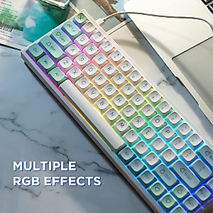 YUNZII KC68 Hot Swappable Mechanical Keyboard 68-Key Gaming Keyboard, RGB Backlit for Mac/Win/Gamers (Gateron Black Switch, Mint)