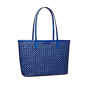 Tory Burch Women's Mediterranean Blue Signature Tote Handbag Coated Small