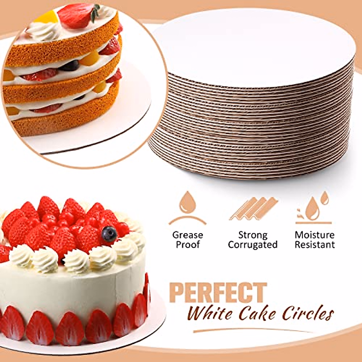 100 Pcs Round White Cake Boards 6 Inches Cardboard Cake Rounds Grease Proof Cake Base Disposable Cardboard Circles Pizza Cake Circles Cake Stands for Cake Pizza Decorating Baking Party Supplies