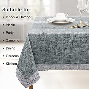 JUCFHY Square Vinyl Tablecloth with Flannel Backing,Plastic Waterproof Square Tablecloths,Flannel Backed Table Cloth for Outdoor Camping Picnic,Wipeable PVC Table Cover(Grey,58x58 Inch)