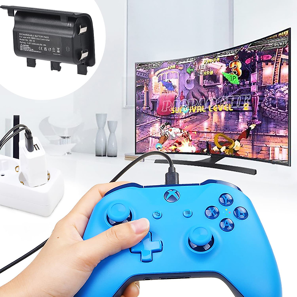 Battery Pack for Xbox Series X|S, Tectra 2-Pack Controller Battery for Xbox Series X, Xbox Series S with Charging Cable