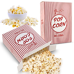 MT Products Popcorn Boxes for Party or Movie Night - 1.25 oz. (Pack of 50) - #3 Popcorn Buckets With Close Top
