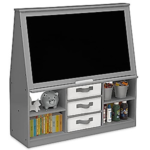 Delta Children at-Home Artist Center - Deluxe Double-Sided Easel and Storage Unit, Grey