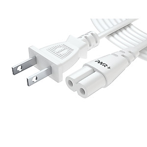 White TV Power Cord 12Ft Cable for Samsung LG TCL Sony: 2 Prong AC Wall Plug 2-Slot LED LCD Insignia Sharp Toshiba JVC Hisense, Hp Brother Canon Pixma Epson Officejet Photosmart Deskjet Printer Cable