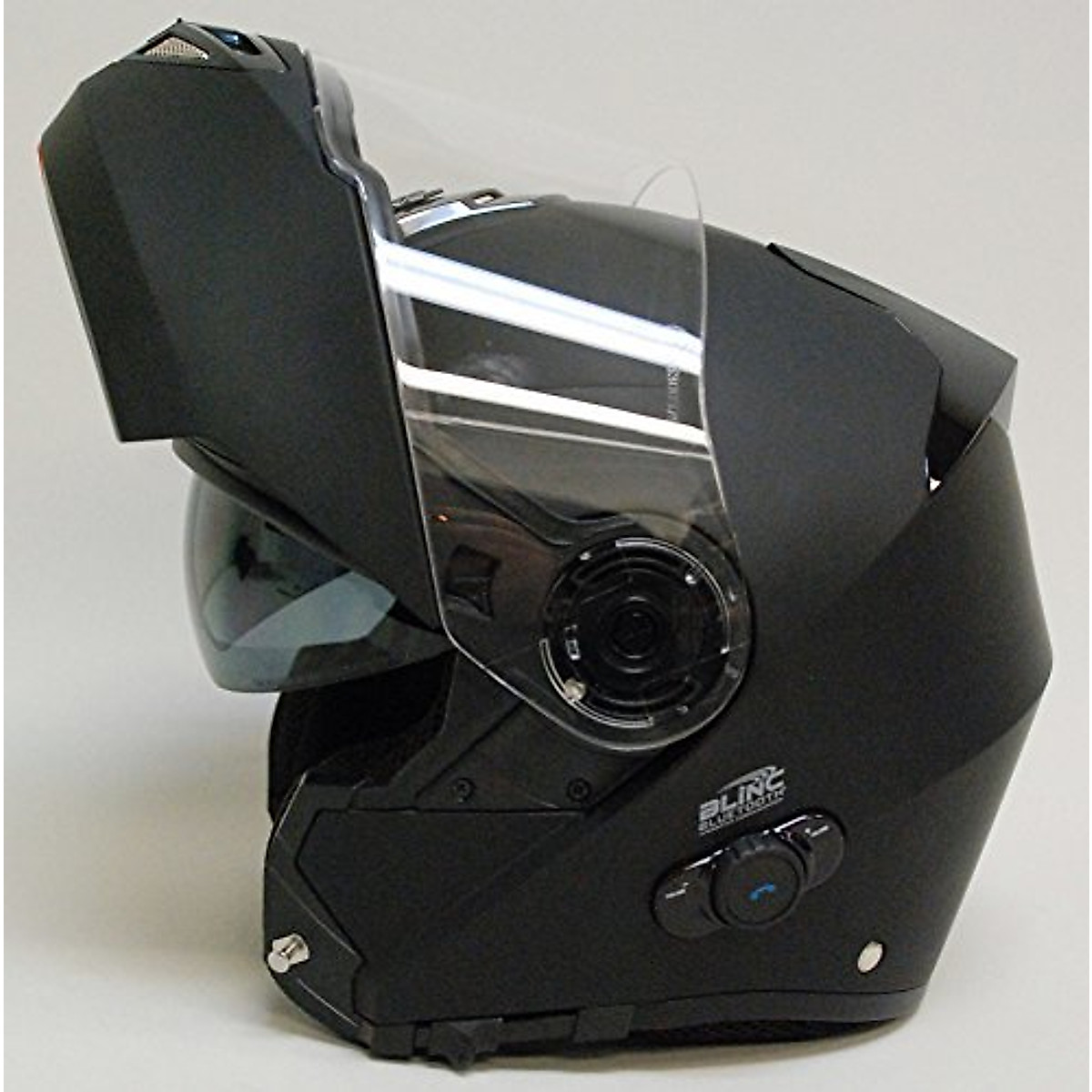 TORC T27B Full Face Modular Motorcycle Helmet with Integrated Blinc Bluetooth (Solid Color-Flat Black)