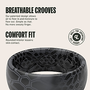 Groove Life Kryptek Typhon Camo Silicone Ring Breathable Rubber Wedding Rings for Men, Lifetime Coverage, Unique Design, Comfort Fit Ring - Size 9