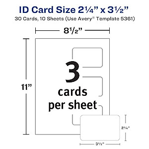 Avery Customizable Self-Laminating ID Cards, 2.25" x 3.5", White Printable Inserts, 30 Laminated ID Cards (5361)