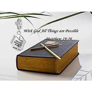 NanMuc Bible Cross Religious with God All Things are Possible Women's Bead Charms for Pandora Charm Bracelets, Copper
