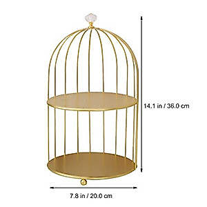 Yardwe Iron Cosmetic Rack Bird Cage Makeup Organizer 2 Tier Wire Storage Holder Essence Perfume Lotion Bottle Shelf Stand Skincare Products Tabletop Organizer