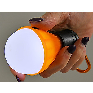 Home-X LED Camping Lights, Power Outage Supplies, Indoor/Outdoor Battery-Operated LED Lights with Hooks, Set of 2, Each 5" L x 2 ¾” W x 2 ¾” H, 1 Blue, 1 Orange