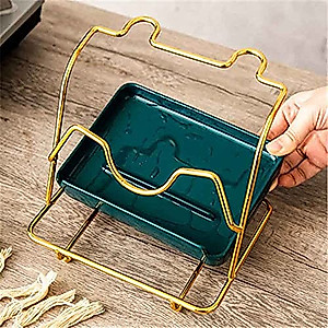 DOUBA Kitchen Pot Cover Rack Organizer Pot Lid Shelf Cooking Storage Spoon Spatula Ladle Holder Cookbook Stand Home Accessories (Color : Style A Green)