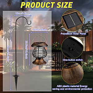 Qualirey Solar Bug Zapper Outdoor Waterproof Mosquito Repellent Outdoor Solar Mosquito Zapper Antique Bronze Plastic Ring Bug Lights Insect Mosquito Killer Lamp (Hanging, 2 Pcs)