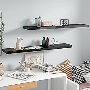 DYRJDJWIDHW Floating Wall Shelves 2 pcs Bookshelf for Bedroom,Shelves,Wood Bookcase,Suitable for Bedroom, Office, Living Room, Study,High Gloss Black 47.2"x9.3"x1.5" MDF