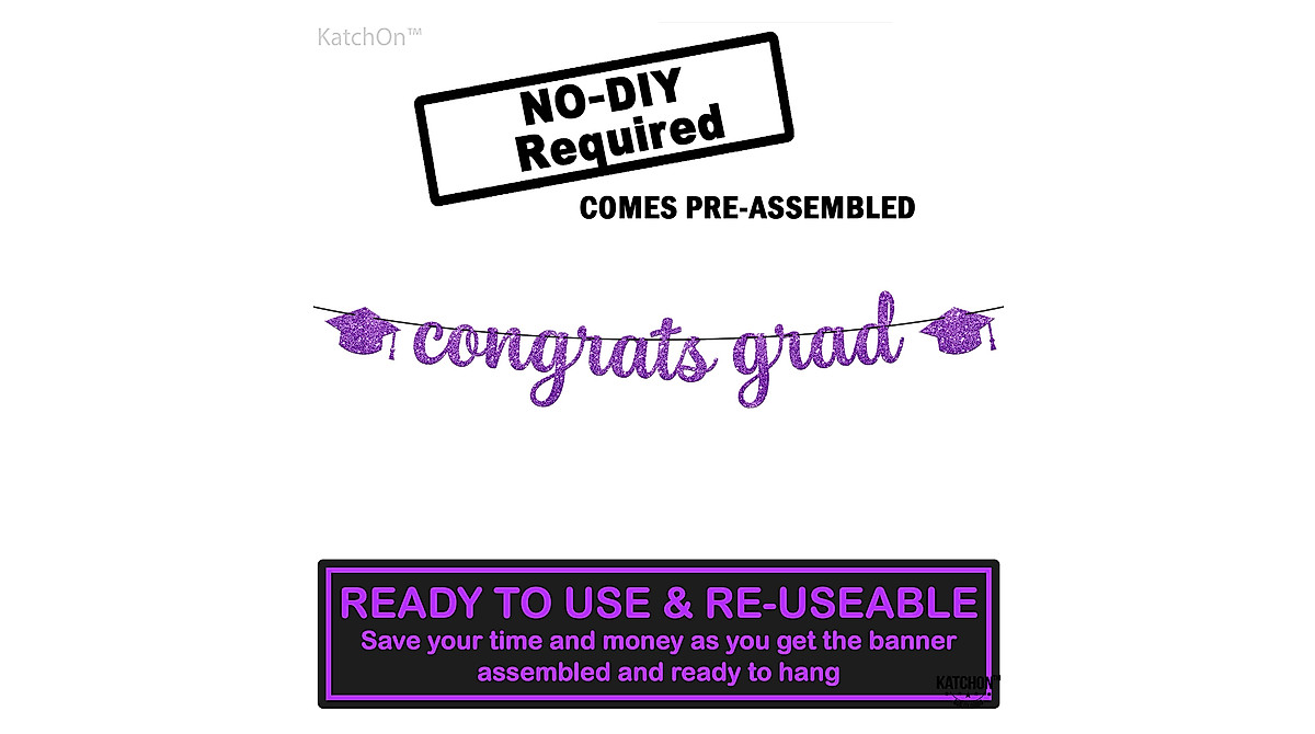 Purple Congrats Grad Banner - 10 Feet for 2024 Graduation