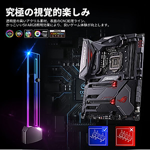 novonest GPU Support Bracket,5V 3PIN ARGB Graphics Card GPU Brace Support Video Card Sag Holder/Holster Bracket,Vertical GPU Mount,Transparent Acrylic, Side Neon Light,GH03ARGB