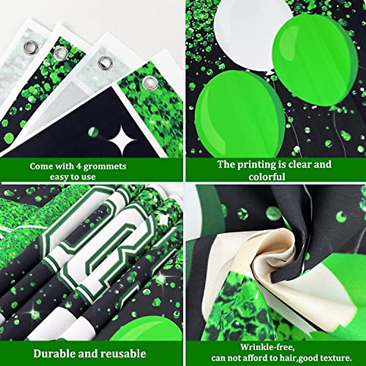 Large Class of 2023 Banner Green Congrats Grad Banner Backdrop Graduation 2023 Yard Sign for Graduation Party Supplies Graduation Decorations 2023 (Green)