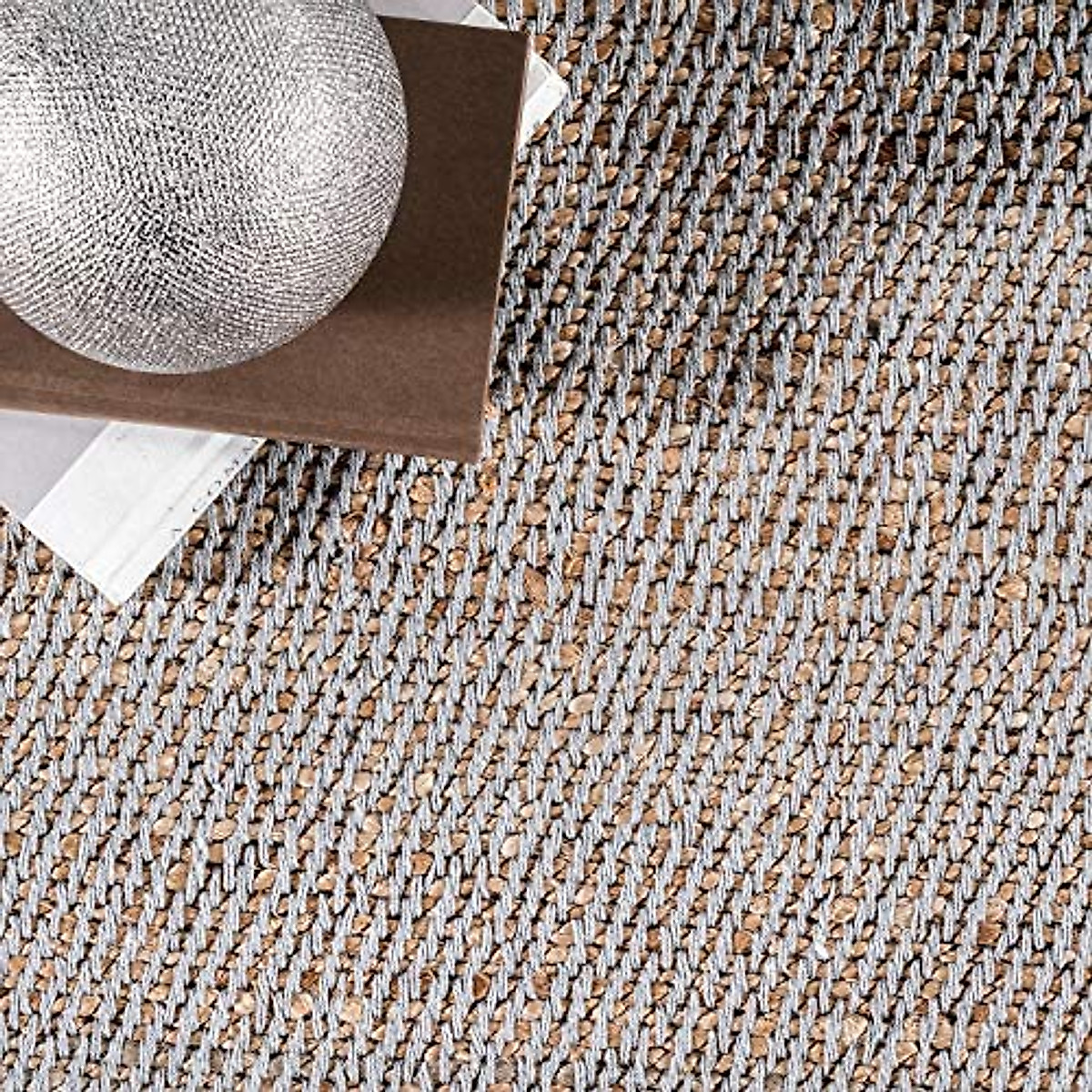 nuLOOM Flatweave Natural Fiber Fenella Area Rug, 6' x 9', Grey
