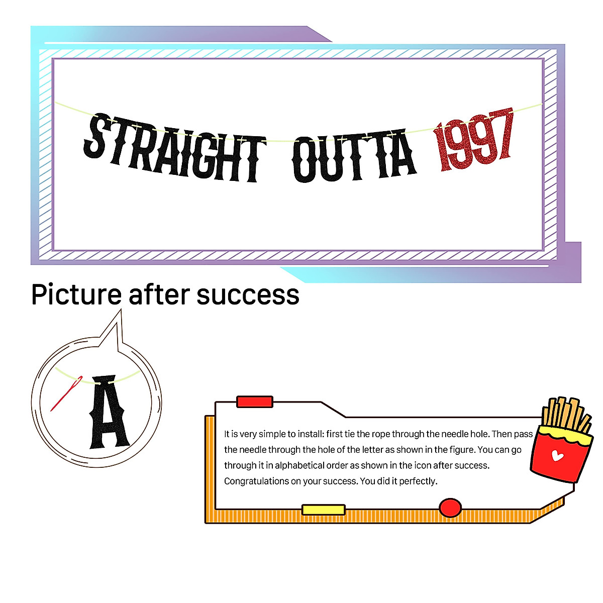 Straight Outta 1997 Banner- Happy 25th Birthday Cheers to 25 Years, 25 and Fabulous Wedding Anniversary Party Sign 25th Birthday Party Decorations