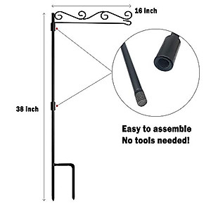 Garden Flag Stand Flagpole,Sturdy Wrought Iron Garden Flag Holder Include Yard Flag Pole Clip for Season Garden Flags (Without Flag) (2 Pack)