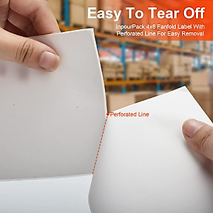 InpourPack 4" x 6" Fanfold Labels Direct Thermal Labels, Shipping Package Labels with Perforated line for Thermal Printers (1000 Labels/Stack, 1 Stack)