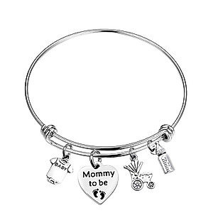 CHOORO Mommy to Be Bracelet Expectant Mother Bracelet New Mom Gift Pregnancy Announcement Gift for Mother-to-be (Heart Mommy to be bb)