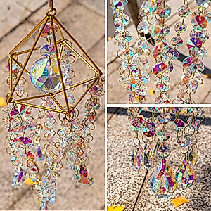 Crystal Suncatchers Hanging Wind Chime Style Garden Suncatcher Rainbow Maker Handmade Gold Plated Suncatcher