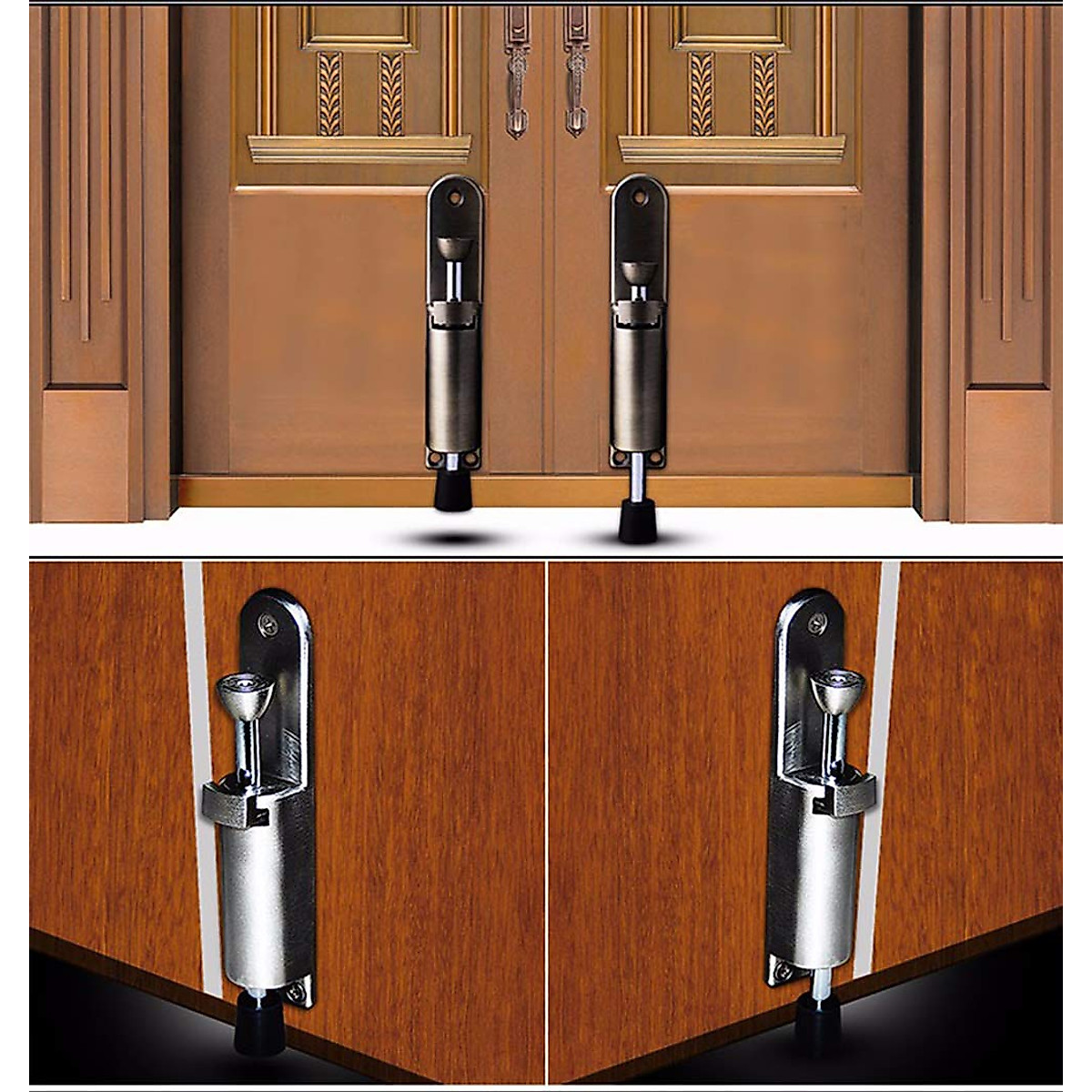 dingchi Kickdown Door Stops, Stainless Steel Easy Step Door Stopper, Spring Loaded Telescopic Step On/Off Door Stopper Rubber, Adjustable Heavy Duty Door Locks Holder Stop/Release by Foot