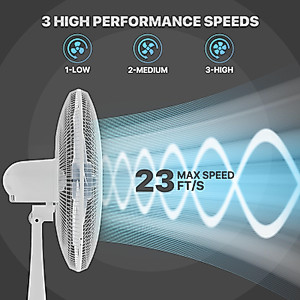 mollie Oscillating Pedestal Fan with Remote Control 12H Timer Portable Adjustable Height 6 Blades Quiet Air Circulator Standing Floor Fan for Bedroom Home White