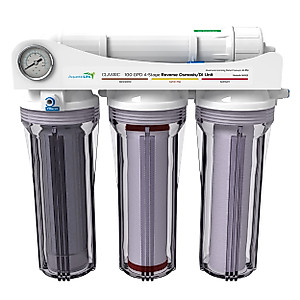 AQUATICLIFE 4-Stage Reverse Osmosis Water Filtration Deionization System, RO/DI Filter Unit 100 GPD