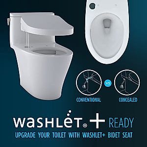 TOTO Drake Two-Piece Elongated 1.28 GPF TORNADO FLUSH Toilet with CEFIONTECT and SoftClose Seat, WASHLET+ Ready, Cotton White - MS776124CEG#01