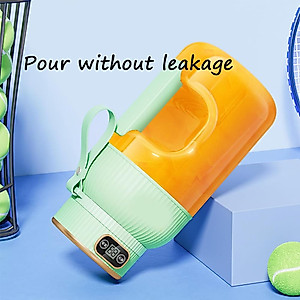 Multifunctional Portable Juicer Cup with Digital Display, Portable Smoothie Blender On the Go Usb Rechargeable, Bueaew Juicer Cup, Shakes, Smoothies, Gym/Travel/Kitchen (Blue, Double Cup+Double Lid)