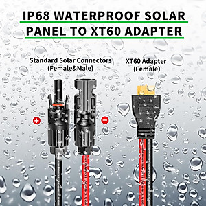 Ansoufien Solar Panel Connector to XT60 Connector Cable 20FT, 10AWG Solar to XT60 Charge Extension Cable XT60 (Plug Female) Cable for RV Folding Solar Panel, Portable Power Station, Solar Generator