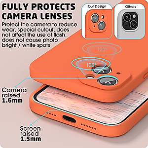 ABITKU Silicone Phone Case for iPhone 14 - Includes Screen Protectors, Soft Anti-Scratch Microfiber Lining - 6.1 inch, Marigold Orange