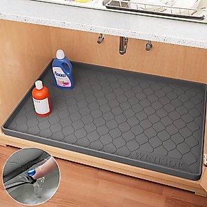 Under Sink Mat - 31" x 22" Waterproof Liner for Kitchen & Bathroom Cabinet, Shelf Protector, Multi-Purpose, Organizers and Storage, Flexible Silicone Sink Drip Tray