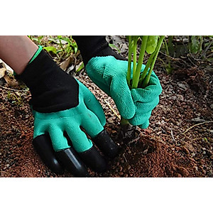 FONIRRA Garden Gloves With Claws 2 Pairs for Digging Weed Pulling Washable Garden Finger Claws Gloves Outdoor Protective Work Gloves Brown