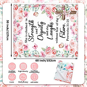 Rtteri Christian Gifts for Women Bible Verse Blanket with Inspirational Thoughts and Prayers Religious Gift Throw Blanket with Bible Verse Scripture Gifts for Women Friends 60 x 50 Inch