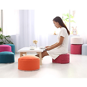 JINGXIN Cotton & Linen Floor Seating Pad Round Futon Stool Case Washable - Diameter 15 inch,Beige