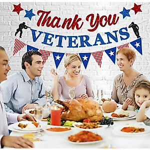 FHGG Thank You Veterans Decorations Banner Thank You to Our He roes Banner Decorations We Are So Proud of You Banner Decorations for Veterans Police Military Army Employees, Memorial Day Veterans Day Party Decorations