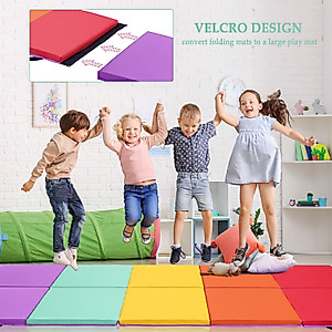 Oneofics Gymnastics Mat, 5-Panel Folding Kids' Tumbling Exercise Mat with Carrying Handles for Home Gym Workout & Active Play