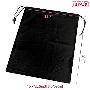 DIOMMELL 10 Pack Large Closet Drawstring Dust Covers Cloth Storage Organizer Pouch String Bag for Clothes Clothing Handbags Purses Bedroom, Black