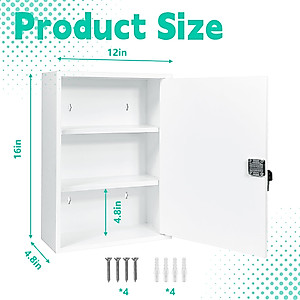 Royxen Medicine Cabinet with Lock, Locking Cabinet for Medication, Medicine Cabinet with Keys, Wooden