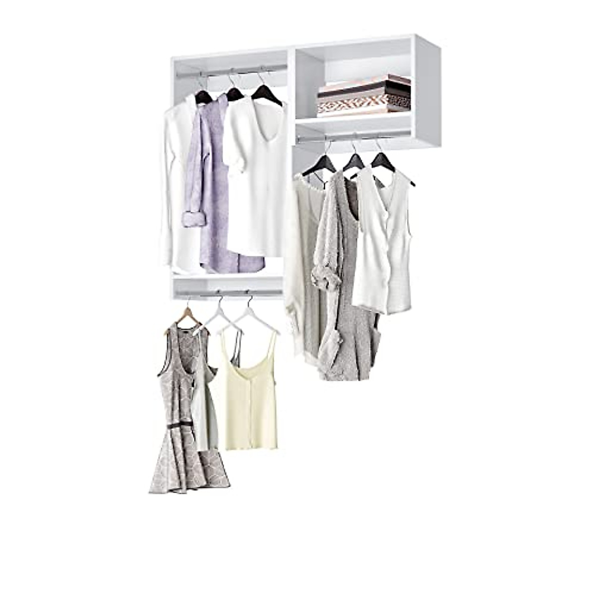 Closet Kit with Hanging Rods - Corner Closet System - Closet Shelves - Closet Organizers and Storage Shelves (White, 48 inches Wide) Closet Shelving