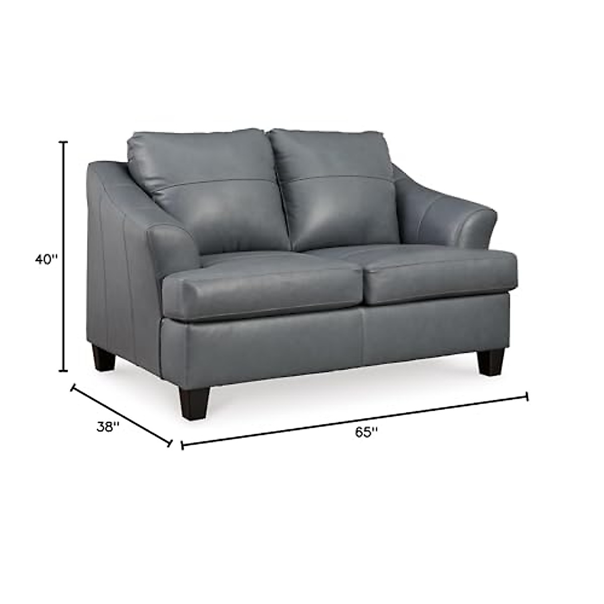 Signature Design by Ashley Genoa Contemporary Leather Match Loveseat, Blue