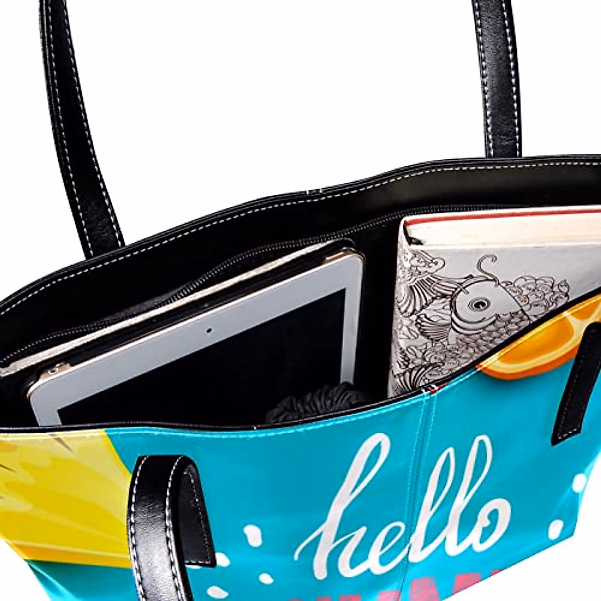 Women's Large Size Canvas Shoulder Bag Hobo Crossbody Handbag Casual Tote, Hello Summer Fruit Pineapple Watermelon Orange