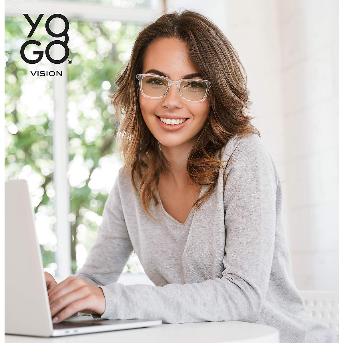 Yogo Vision 2 Pack Bifocal Reading Glasses Readers for Men Women Anti Glare Lightweight Eyeglasses Transparent Clear/Transparent Pink 1.5